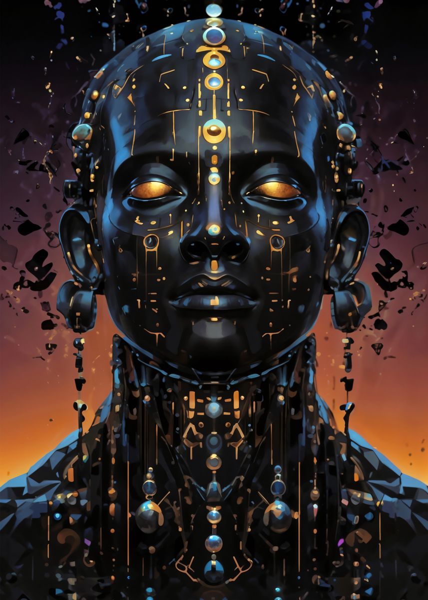 'Cybernetic African Queen' Poster, picture, metal print, paint by ...