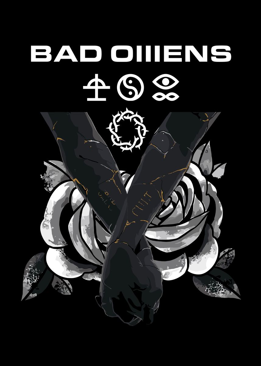 'Bad Omens Rose Tattoo' Poster, picture, metal print, paint by Bendrat Core | Displate