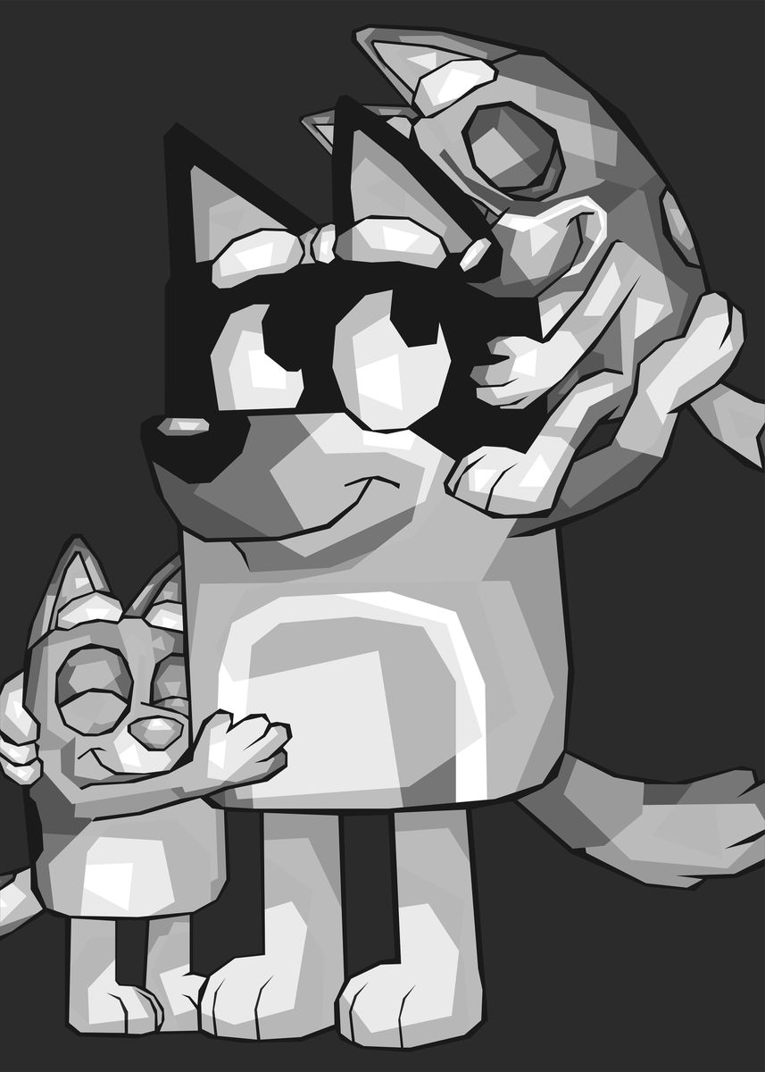 'Bluey Family Hug' Poster, picture, metal print, paint by iskan shu ...