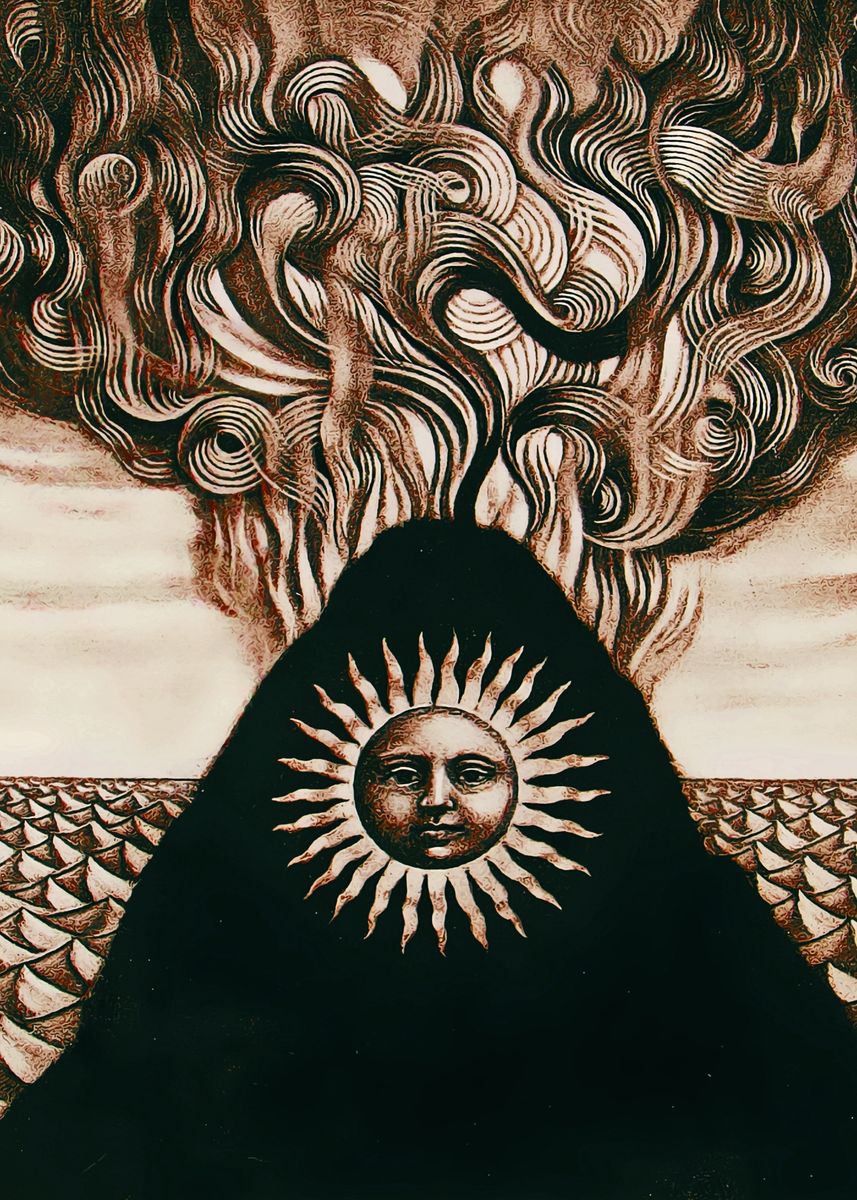 'Sun and Smoke' Poster, picture, metal print, paint by | Displate