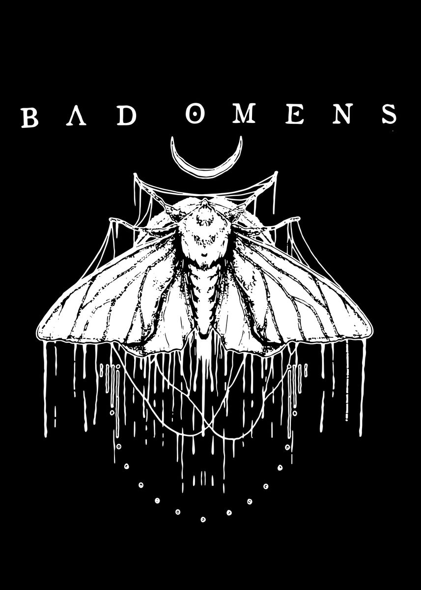 'Moth and Crescent Moon' Poster, picture, metal print, paint by Bendrat Core | Displate