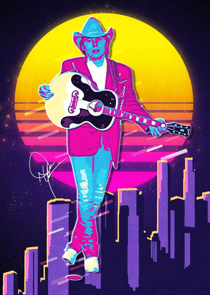 'Dwight Yoakam Retro Art' Poster, picture, metal print, paint by | Displate