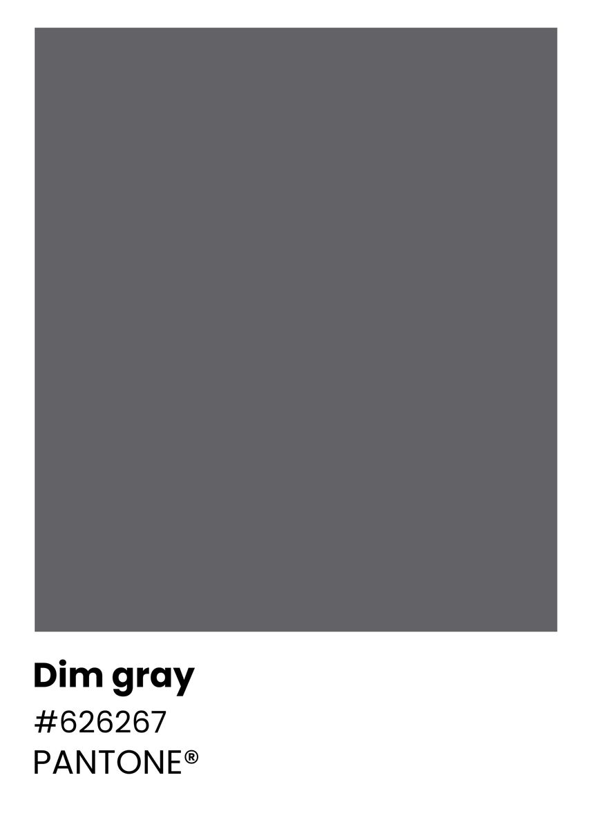 'Pantone Dim Gray Color Chart' Poster, picture, metal print, paint by ...