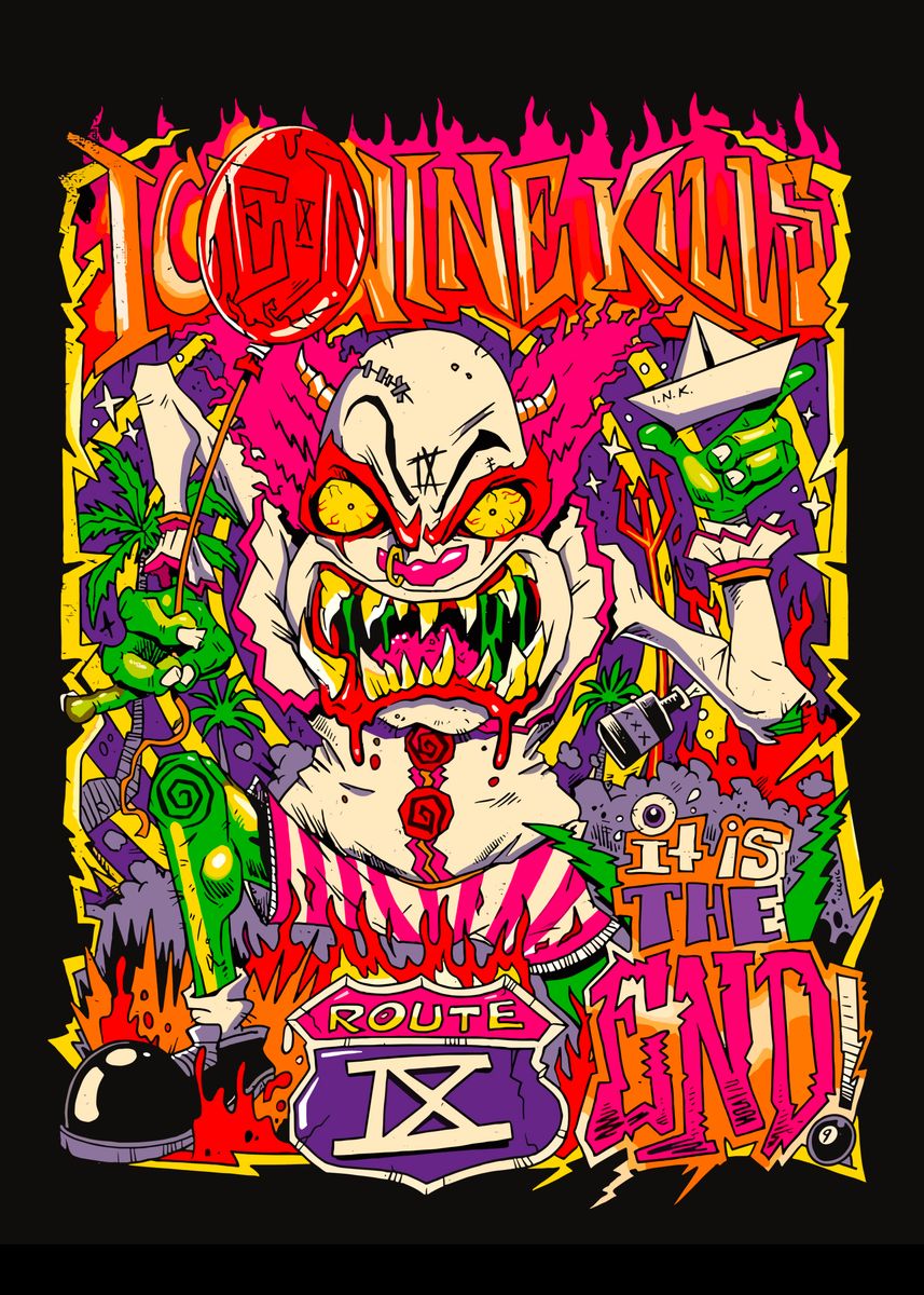 'Ice Nine Kills Clown Illustration' Poster, picture, metal print, paint ...
