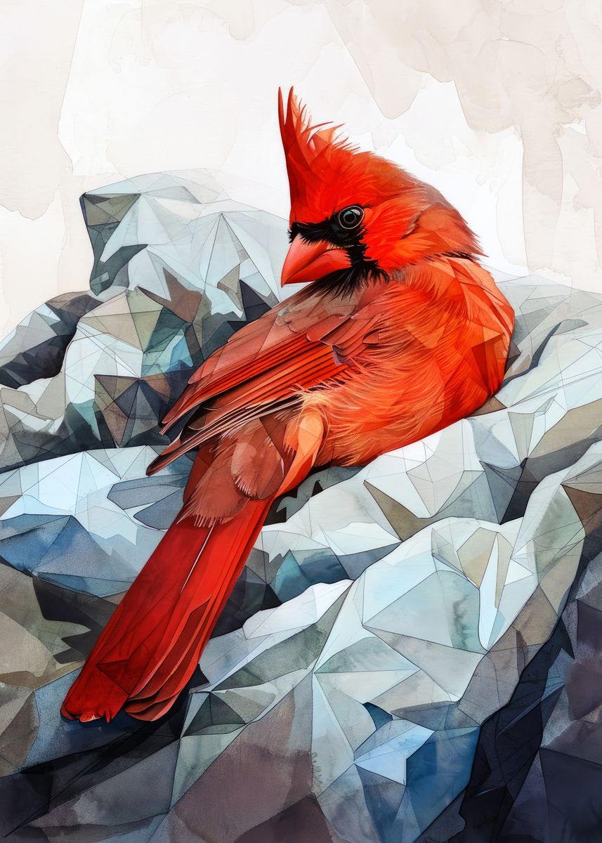 'Cardinal Bird Watercolor Art' Poster, picture, metal print, paint by ...