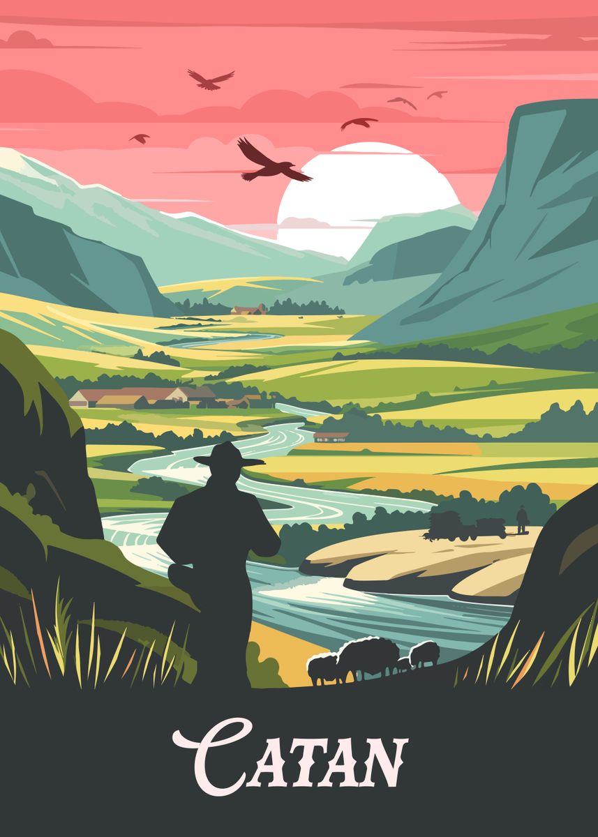 'Catan Board Game Inspired Illustration Poster' Poster, picture, metal ...