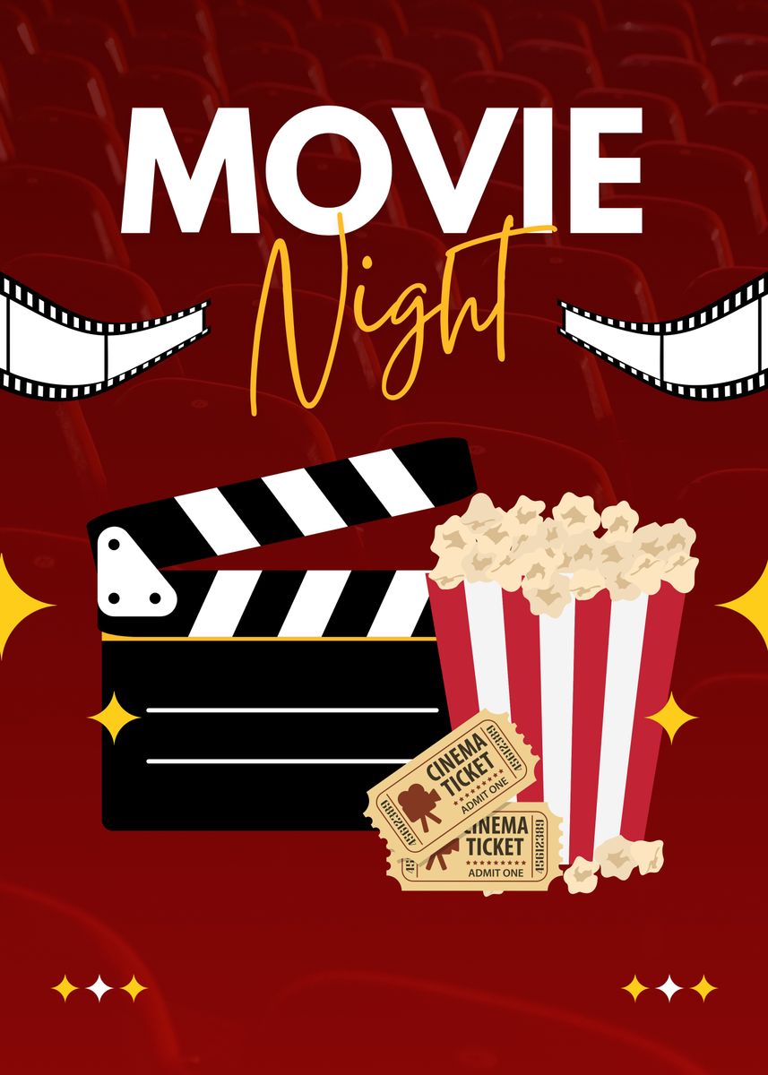 'Movie Night Poster' Poster, picture, metal print, paint by Quirky ...