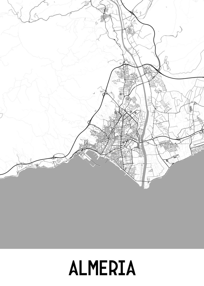 'Almeria City Map' Poster, picture, metal print, paint by Sam Kal ...