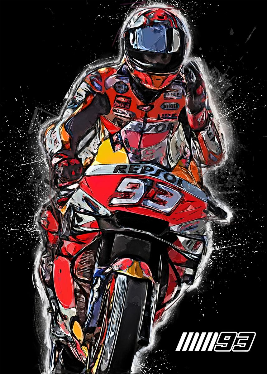 'MotoGP Racer 93 Marc Marquez' Poster, picture, metal print, paint by ...