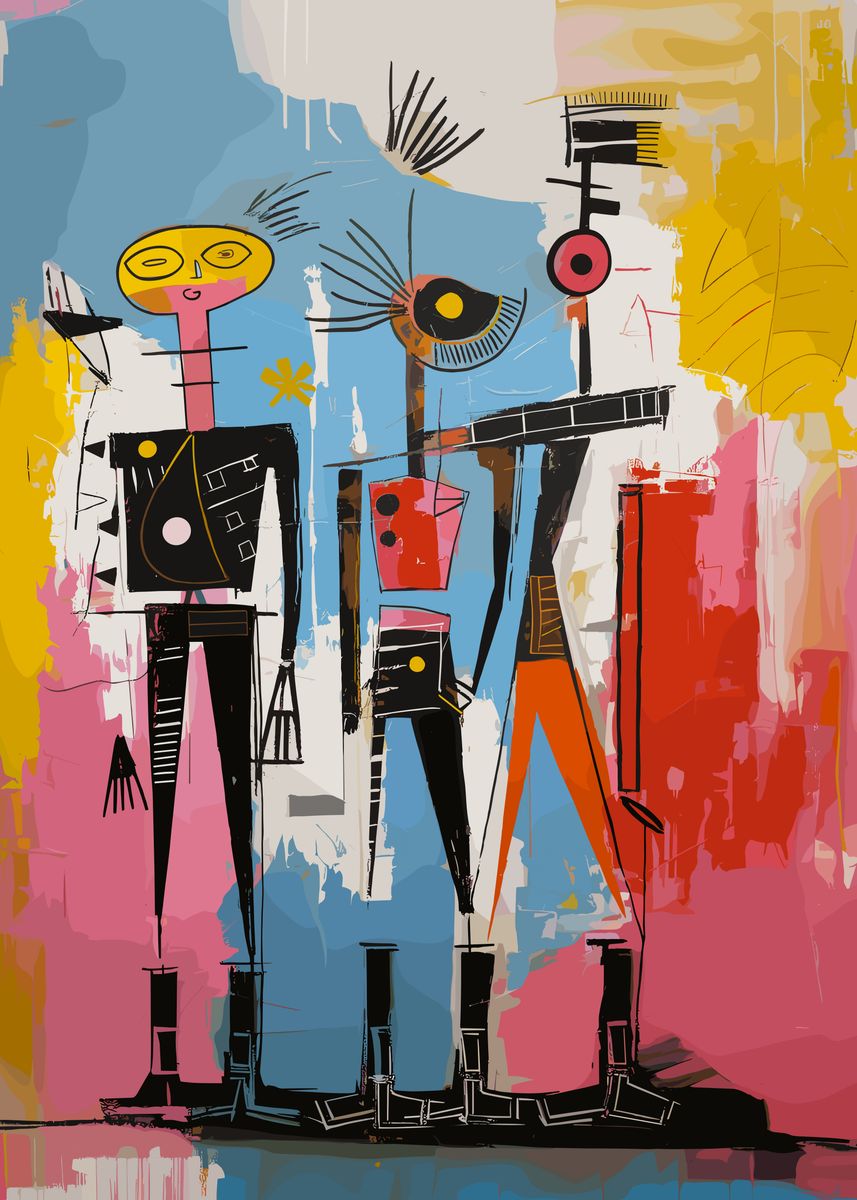 'Abstract Warriors Art Figures' Poster, picture, metal print, paint by ...