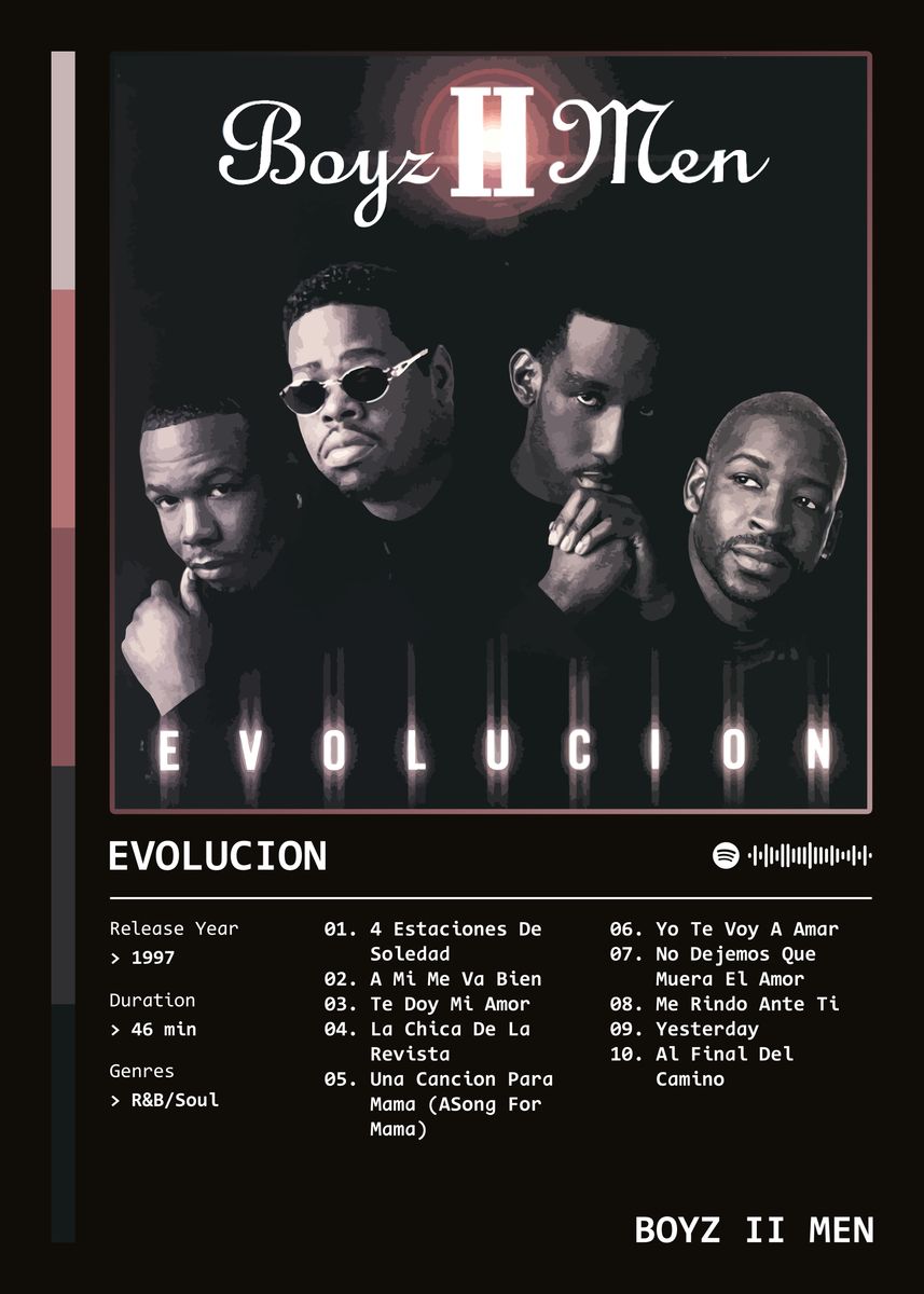 'Evolucion (1997) Album by Boyz II Men' Poster, picture, metal print, paint by Colorfux | Displate