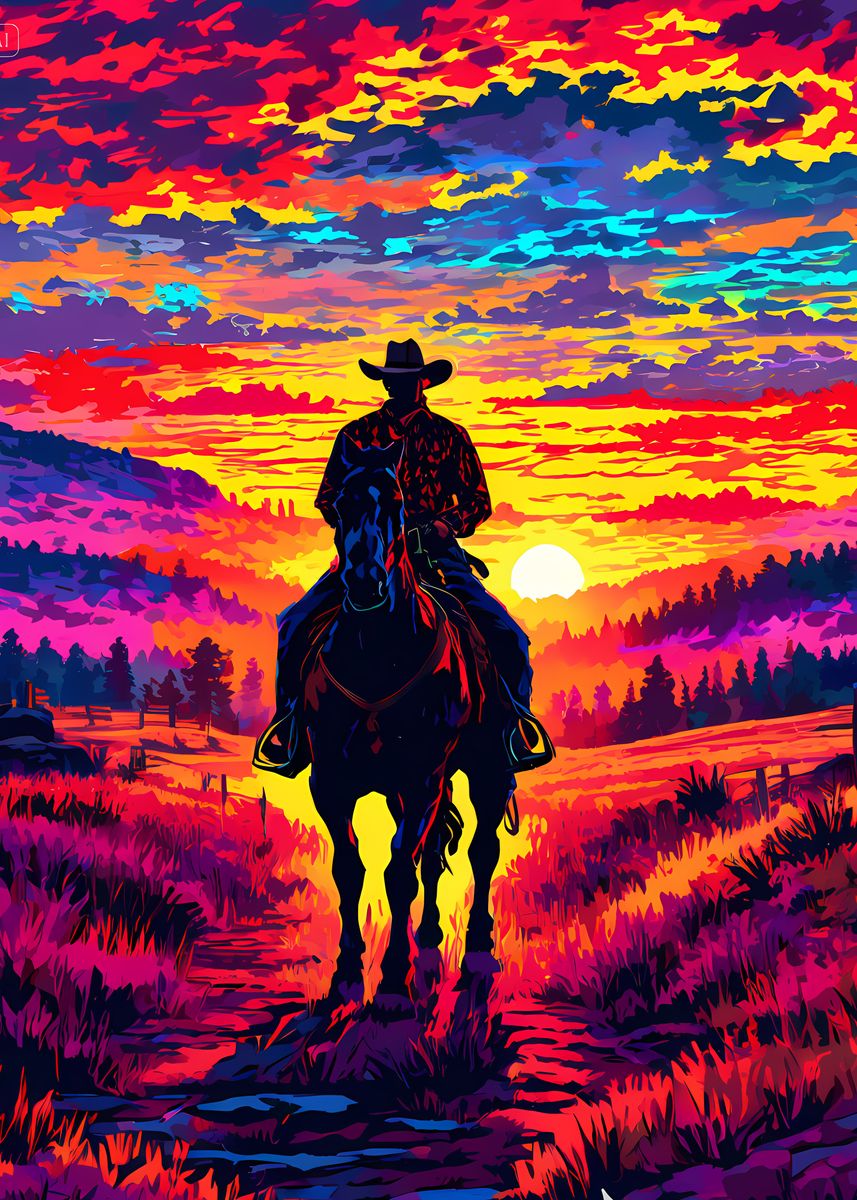 'Arthur Morgan silhouette' Poster, picture, metal print, paint by ...