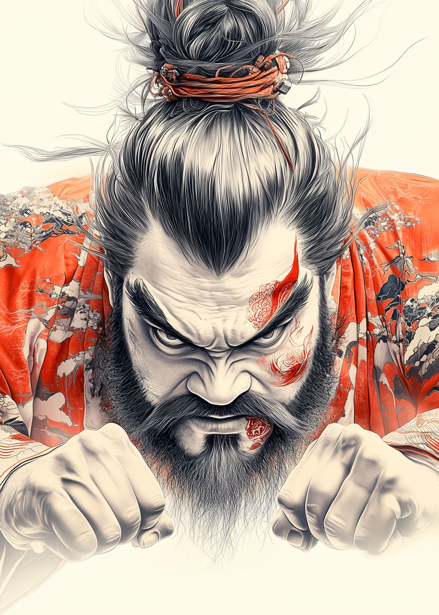 'Samurai Warrior Portrait' Poster, picture, metal print, paint by Eo ...