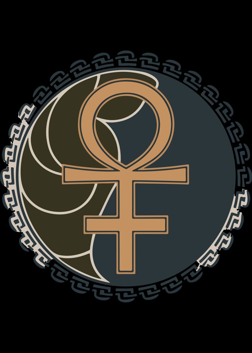 'Ankh Symbol with Greek Key Border' Poster, picture, metal print, paint ...