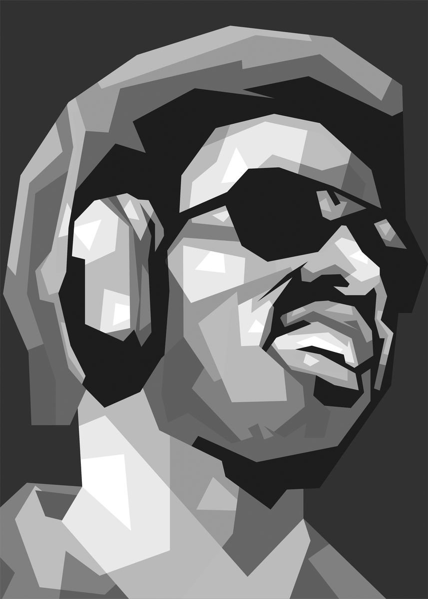 'Man in Sunglasses, Low Poly' Poster, picture, metal print, paint by ...