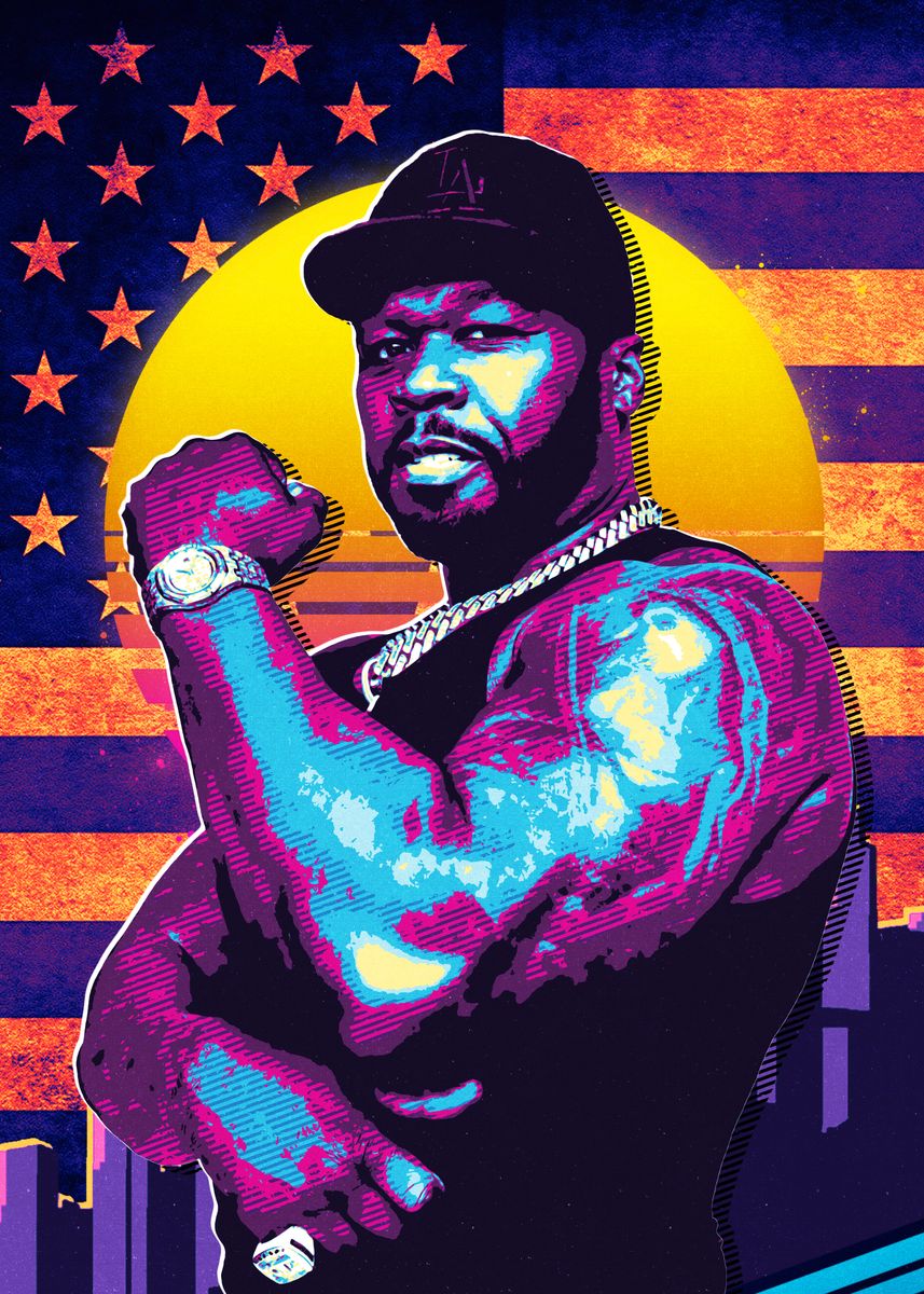 '50 Cent Retro Art' Poster, picture, metal print, paint by Mus Mius ...
