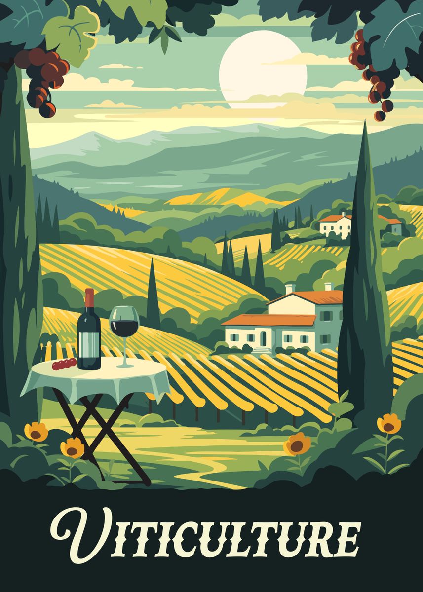 'Viticulture Board Game Inspired Illustration Poster' Poster, picture ...