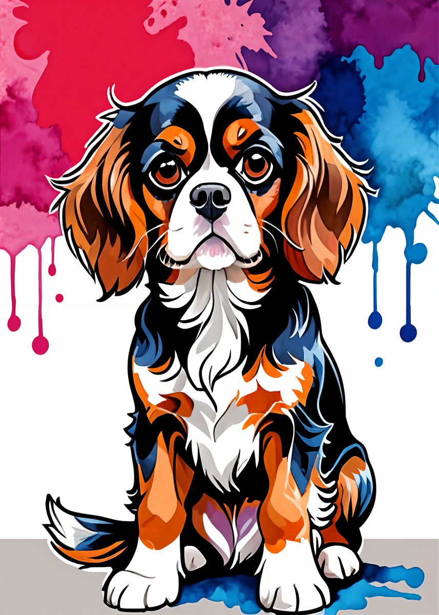 'Cavalier King Charles Spaniel Watercolor' Poster, picture, metal print ...