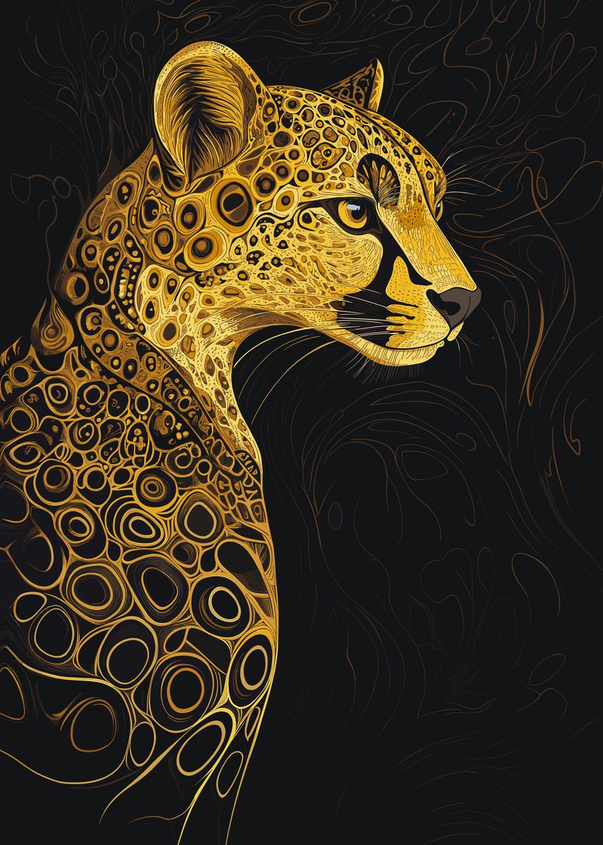 'Golden Cheetah Art Print' Poster, picture, metal print, paint by Omar ...