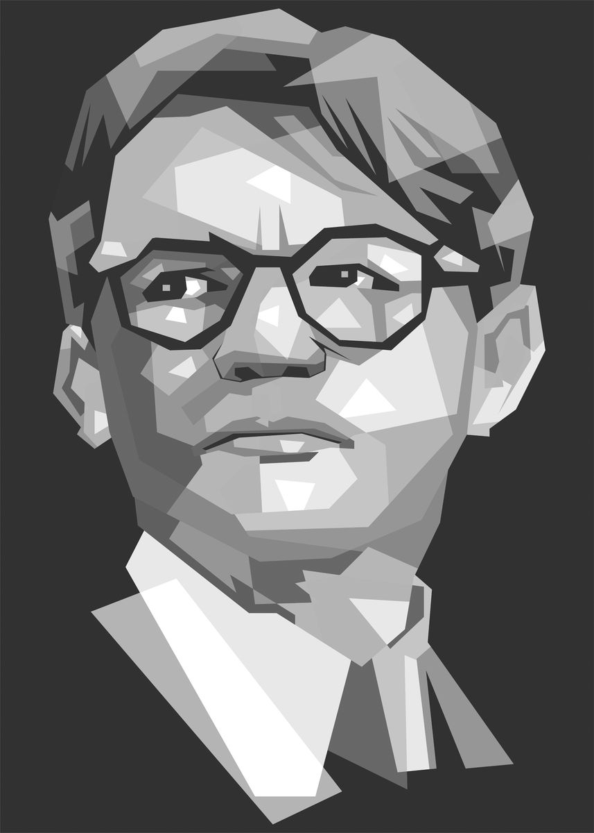 'Man in Glasses, Geometric Portrait' Poster, picture, metal print ...