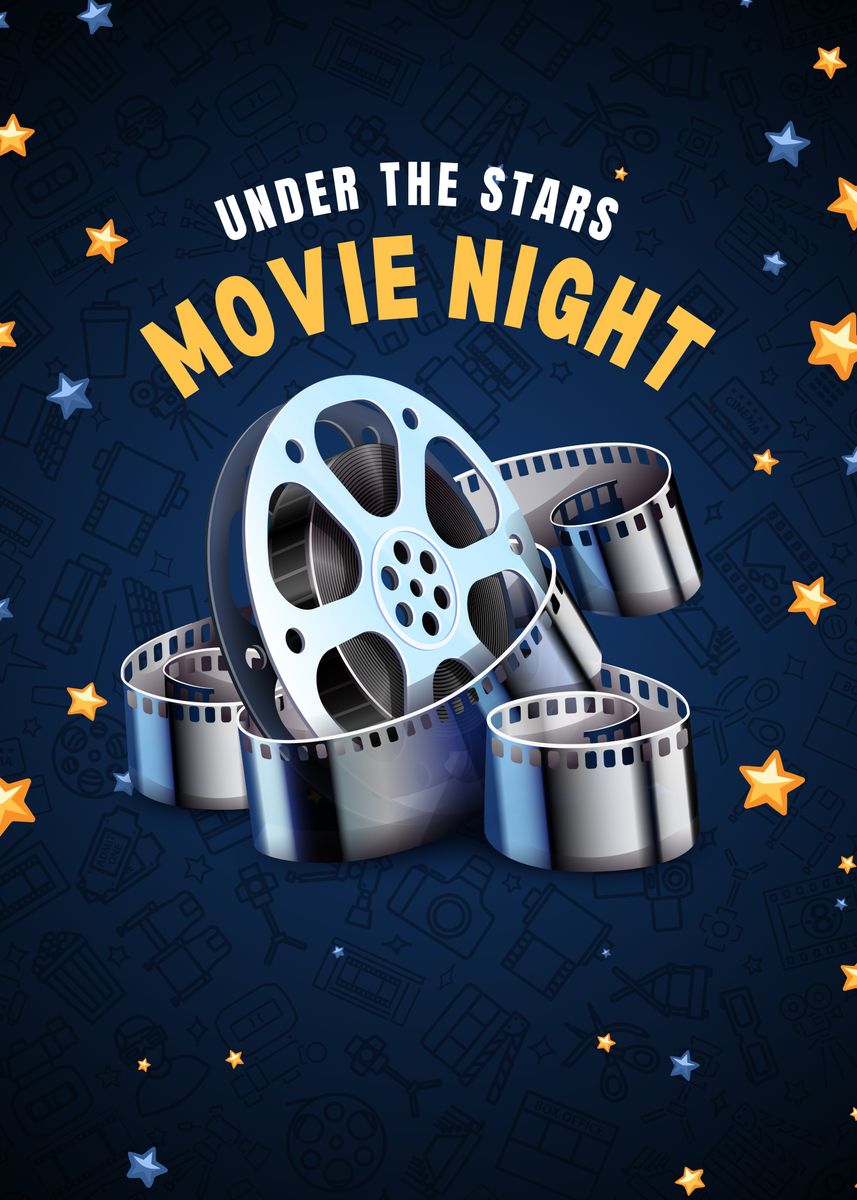 'Movie Night Under the Stars' Poster, picture, metal print, paint by ...