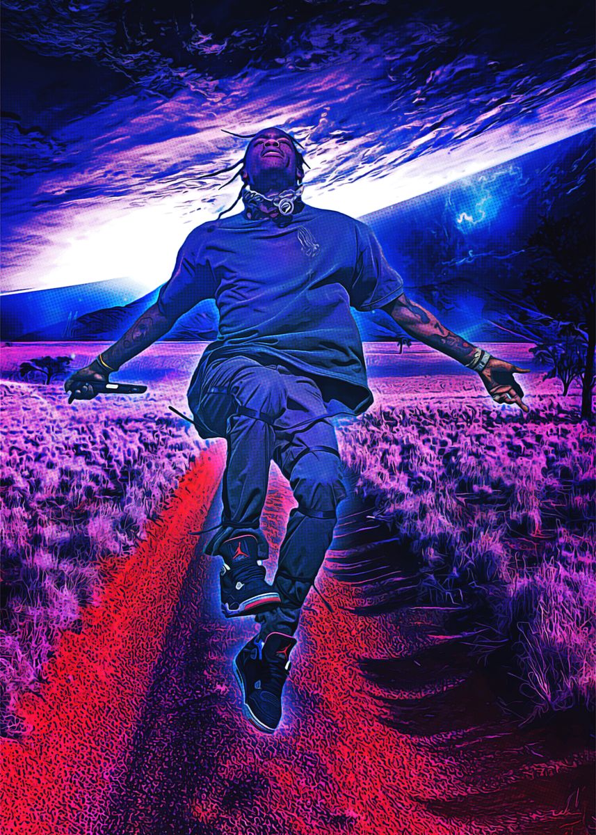 'Travis Scott and planet' Poster, picture, metal print, paint by yellow ...