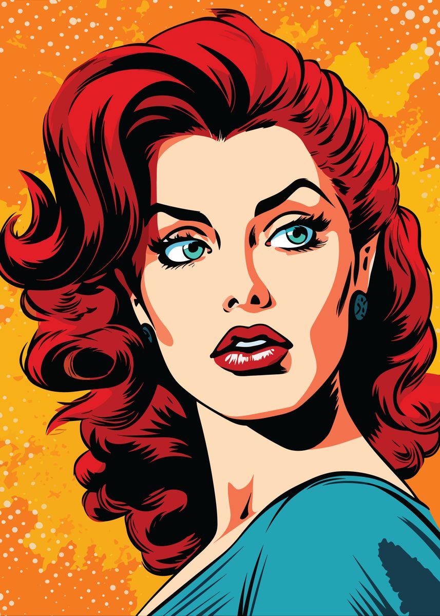 'Retro Comic Woman' Poster, picture, metal print, paint by Danny | Displate