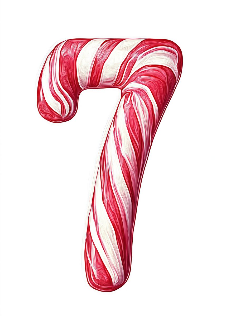 'Advent Calendar Candy Cane Number 7 seven' Poster, picture, metal ...