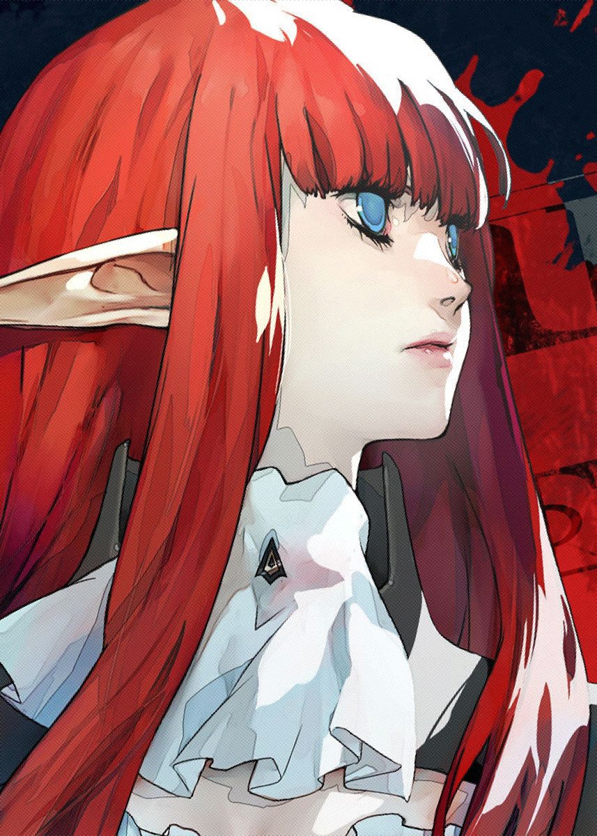 'Red-Haired Elf Girl' Poster, picture, metal print, paint by | Displate