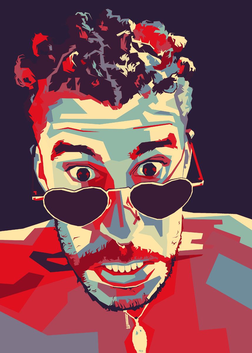 'BAD BUNNY Pop Art' Poster, picture, metal print, paint by CLOVE STUDIO ...