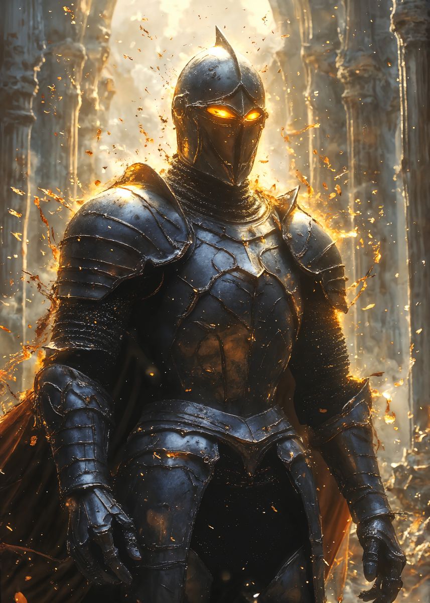 'Fiery Knight' Poster, picture, metal print, paint by Krzysztof ...