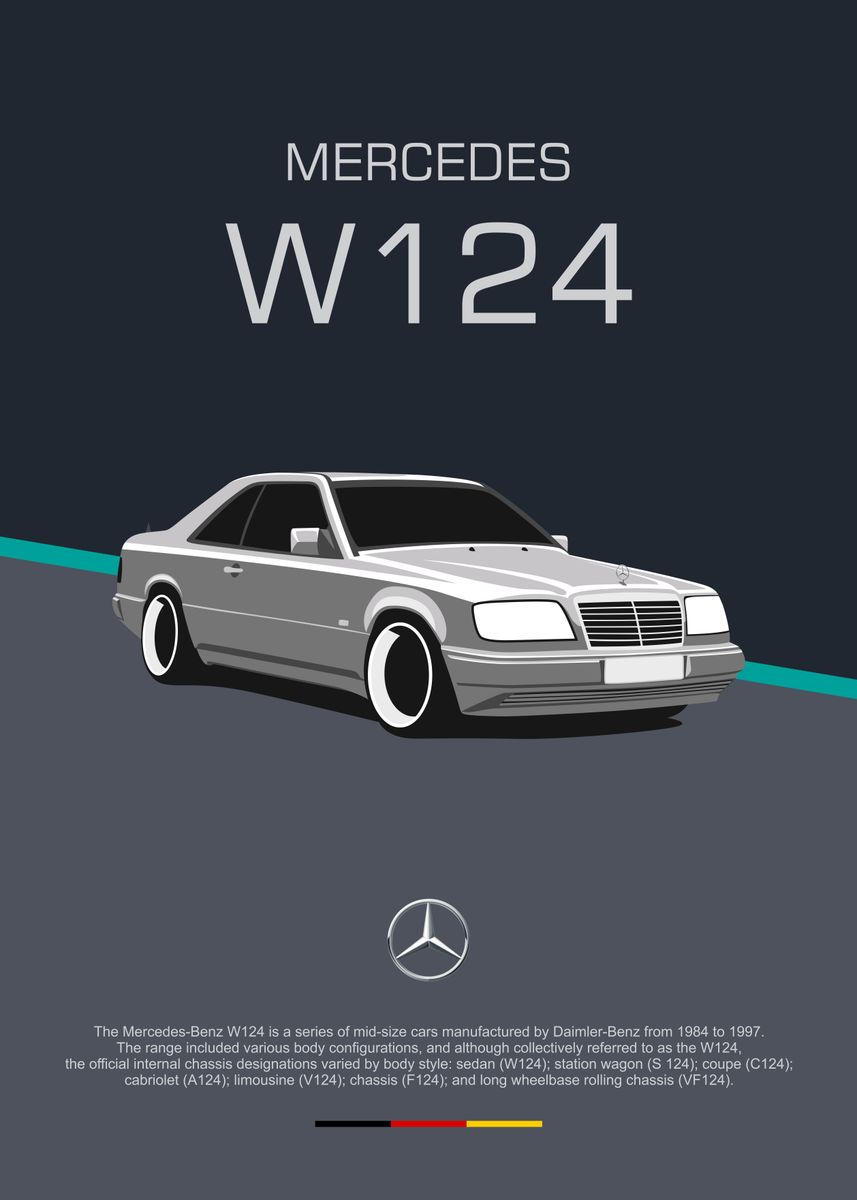'Mercedes-Benz W124' Poster, picture, metal print, paint by Muezzahero ...