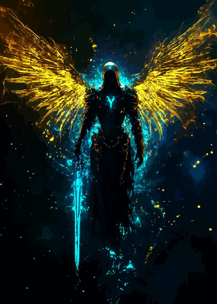 'Angel Warrior with Sword' Poster, picture, metal print, paint by ...