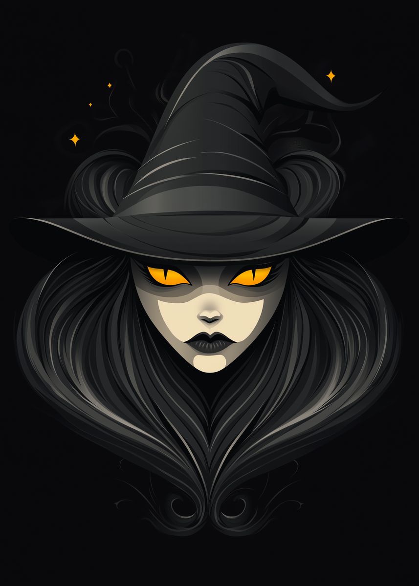 'Witch with Yellow Eyes' Poster, picture, metal print, paint by der ...