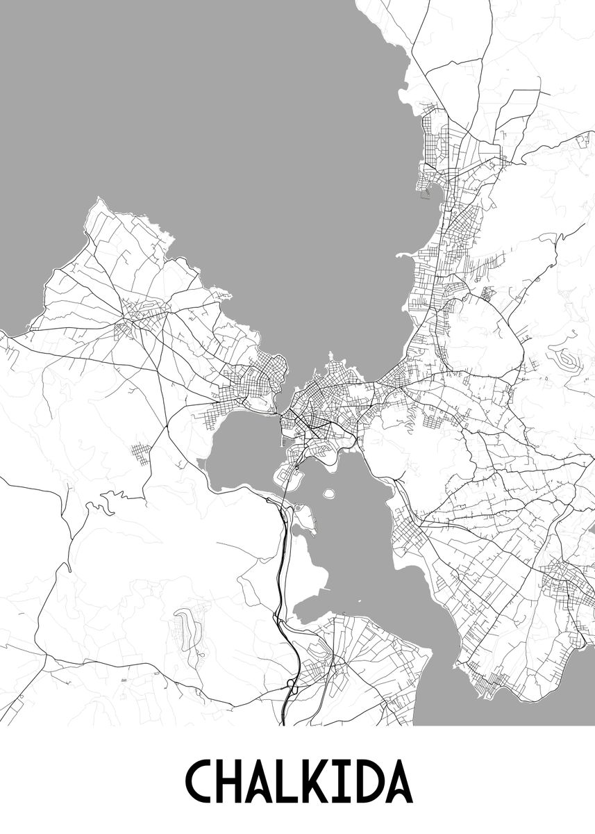 'Chalkida City Map' Poster, picture, metal print, paint by Sam Kal ...