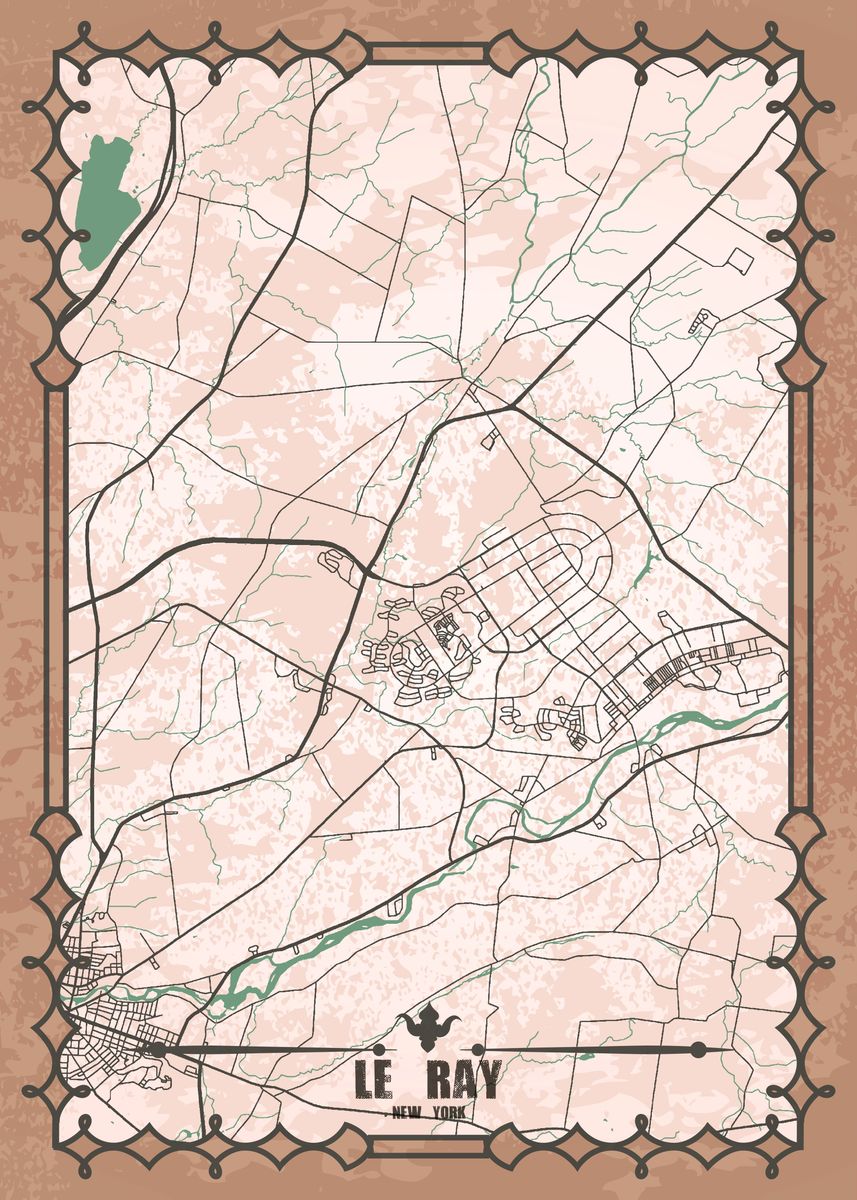 'Le Ray, New York Map' Poster, picture, metal print, paint by DE Maps ...