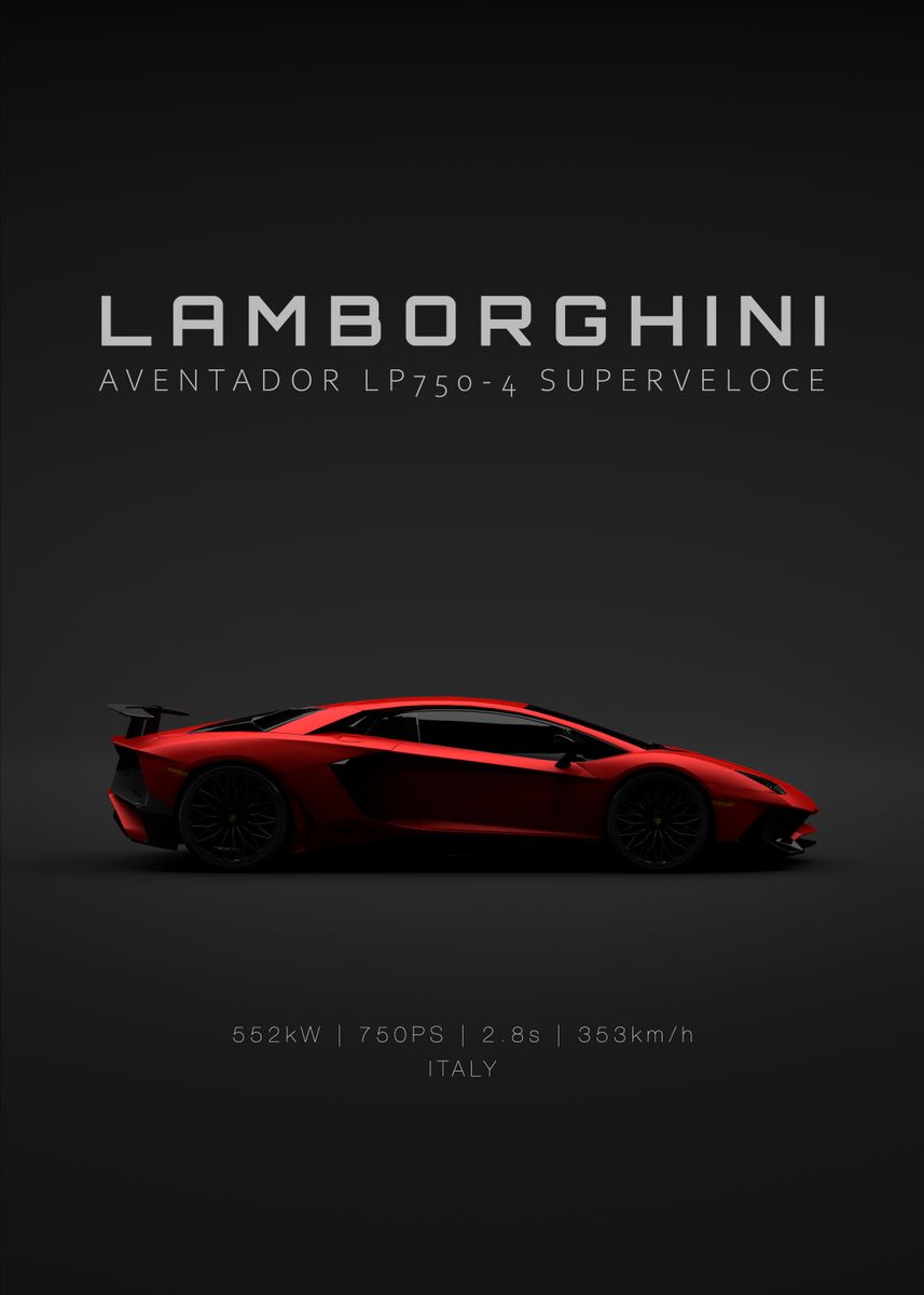 '2016 Lamborghini Aventador lp750-4 SV - Red - Specs' Poster, picture ...