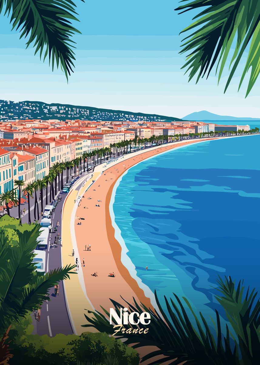 'Nice, France Cityscape' Poster, picture, metal print, paint by Mason ...