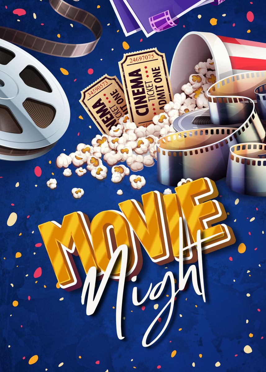 'Movie Night Poster' Poster, picture, metal print, paint by Quirky ...