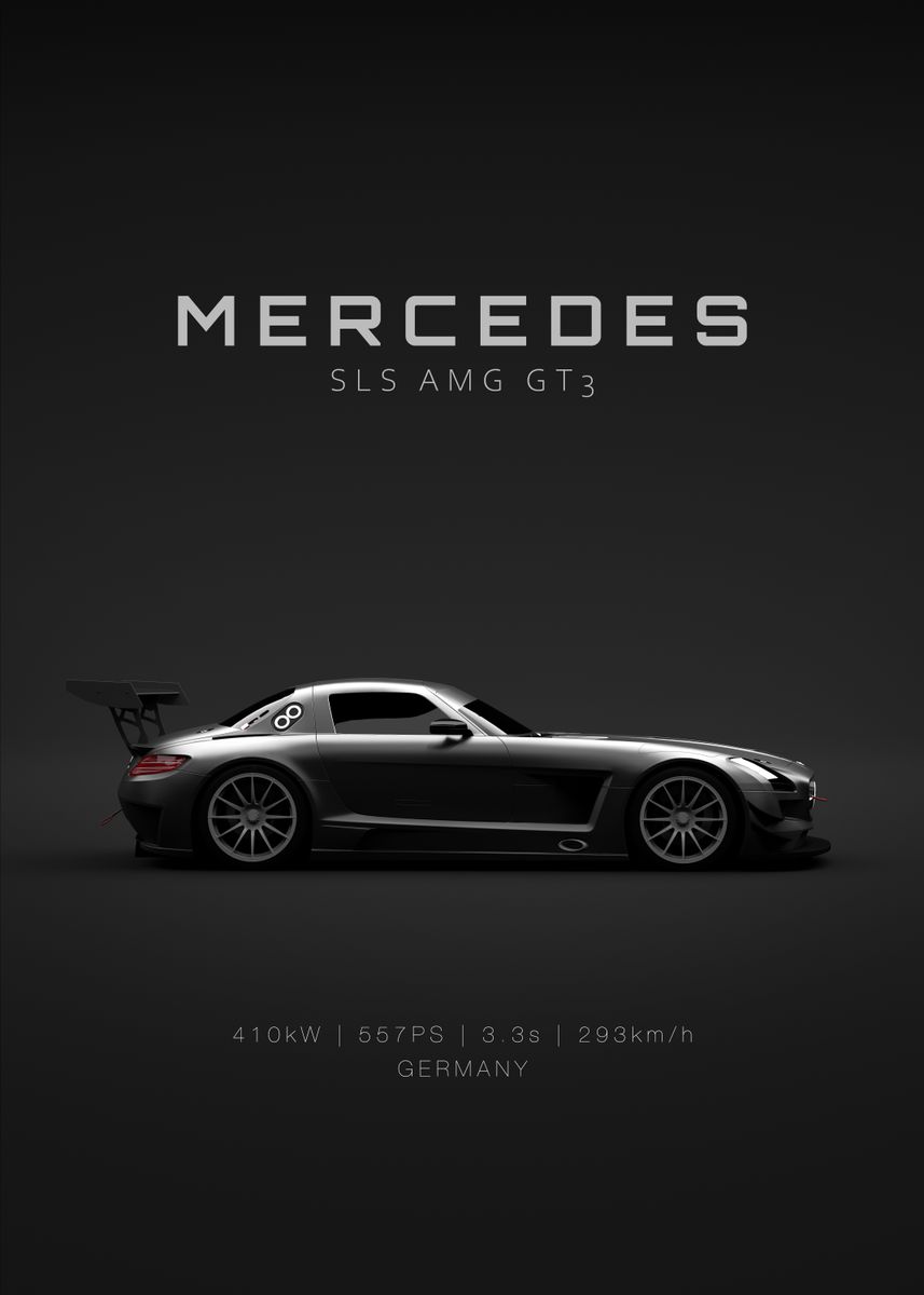 '2011 Mercedes-Benz SLS AMG GT3 - Black - Specs' Poster, picture, metal ...
