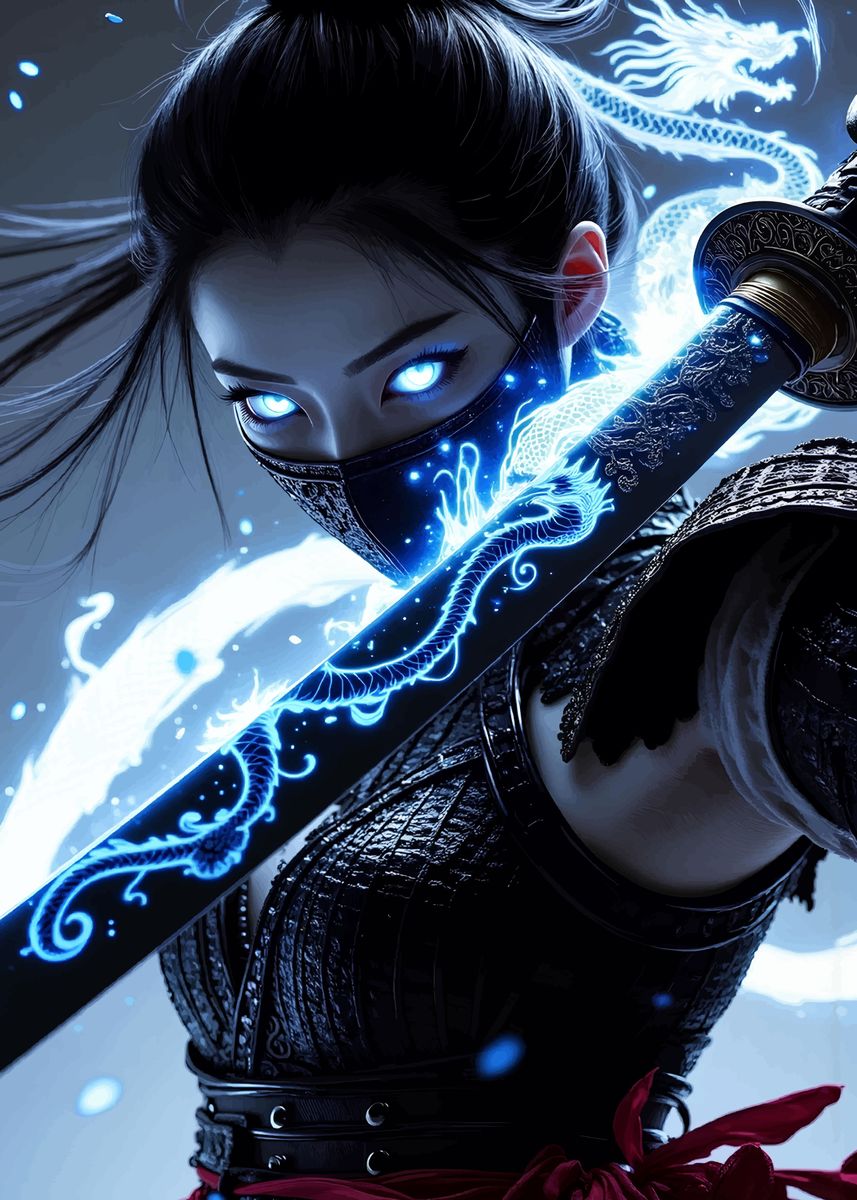 'Blue Samurai Warrior ' Poster, picture, metal print, paint by naka ...