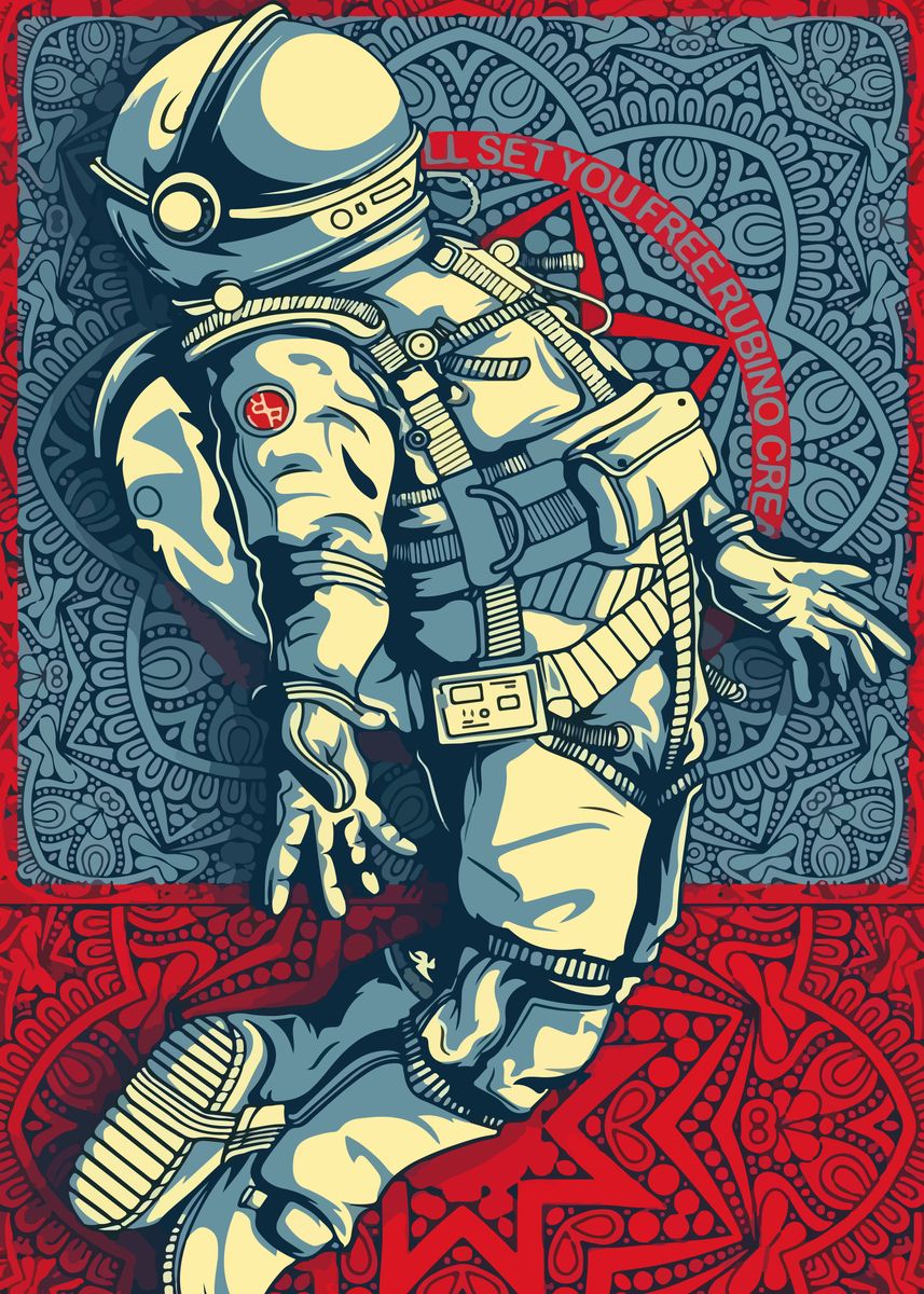 'Astronaut Mandala Art' Poster, picture, metal print, paint by cameron ...