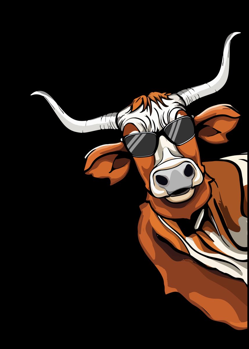 'Longhorn Cow Lover Cool Cow Kids Longhorn Cow' Poster, picture, metal ...