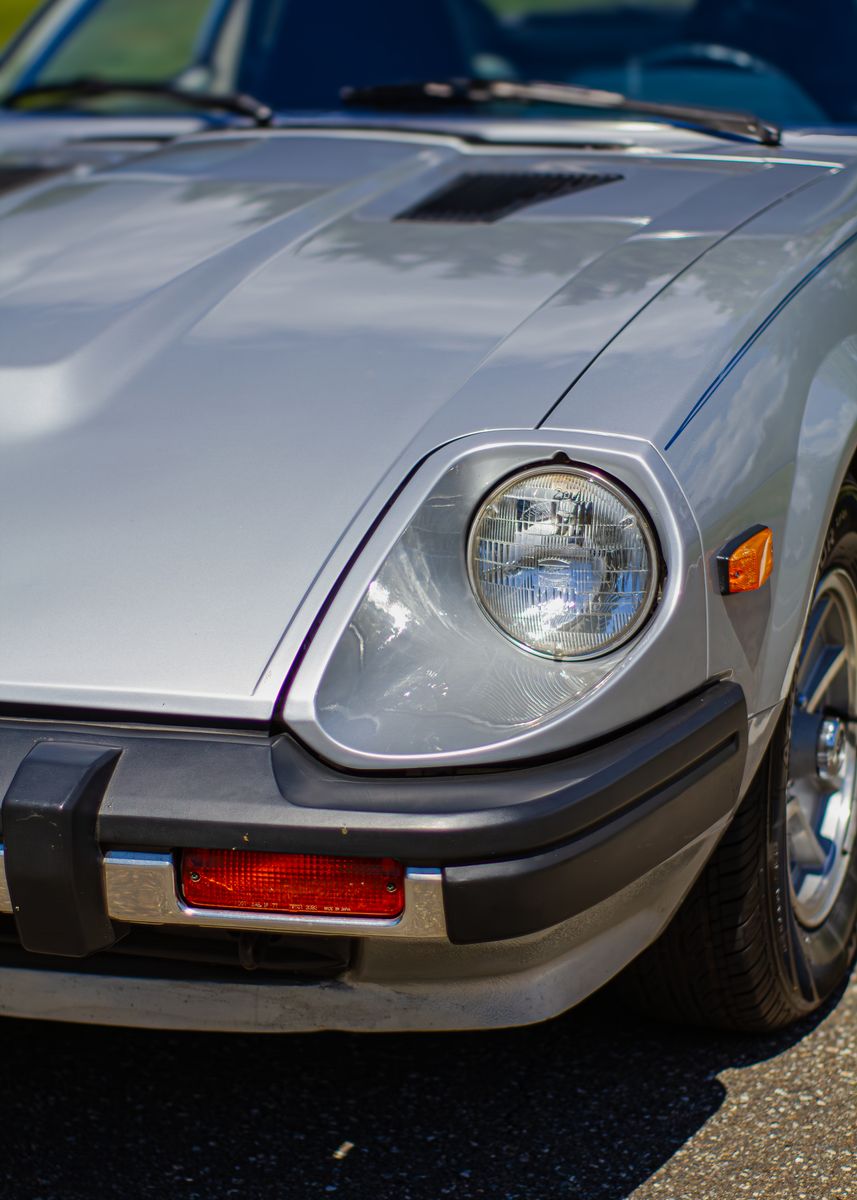 'Silver Datsun 280Z Headlight Shot' Poster, picture, metal print, paint ...