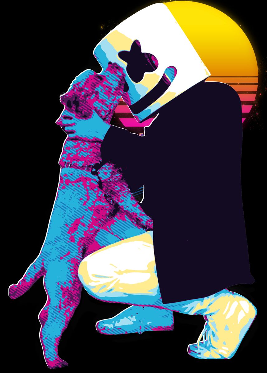 'Marshmello Retro Art' Poster, picture, metal print, paint by maxmoen ...