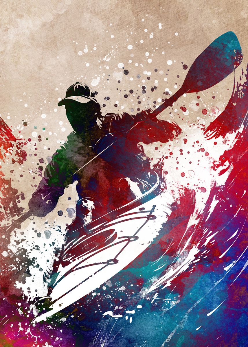 'Kayaking Watercolor Art' Poster, picture, metal print, paint by JBJart ...