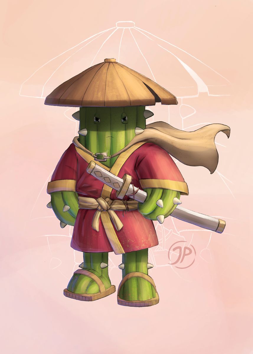 'Cactus Samurai' Poster, picture, metal print, paint by Jacques ...