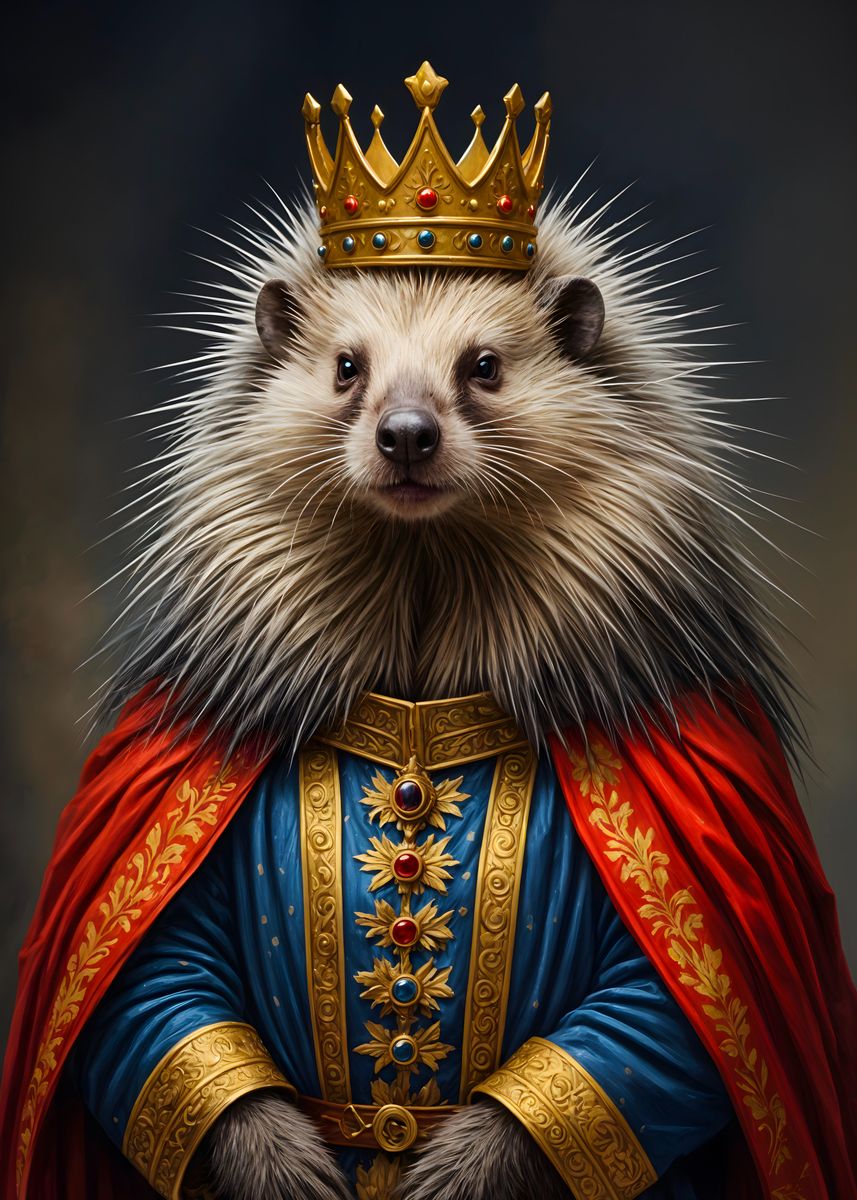 'Hedgehog King' Poster, picture, metal print, paint by Illust Artz | Displate