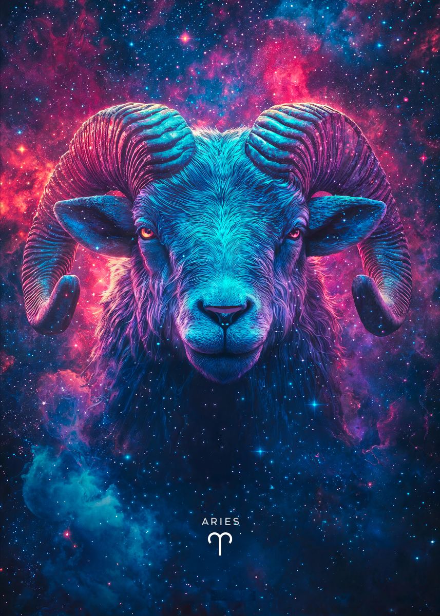 'Aries Zodiac Ram' Poster, picture, metal print, paint by shakes | Displate