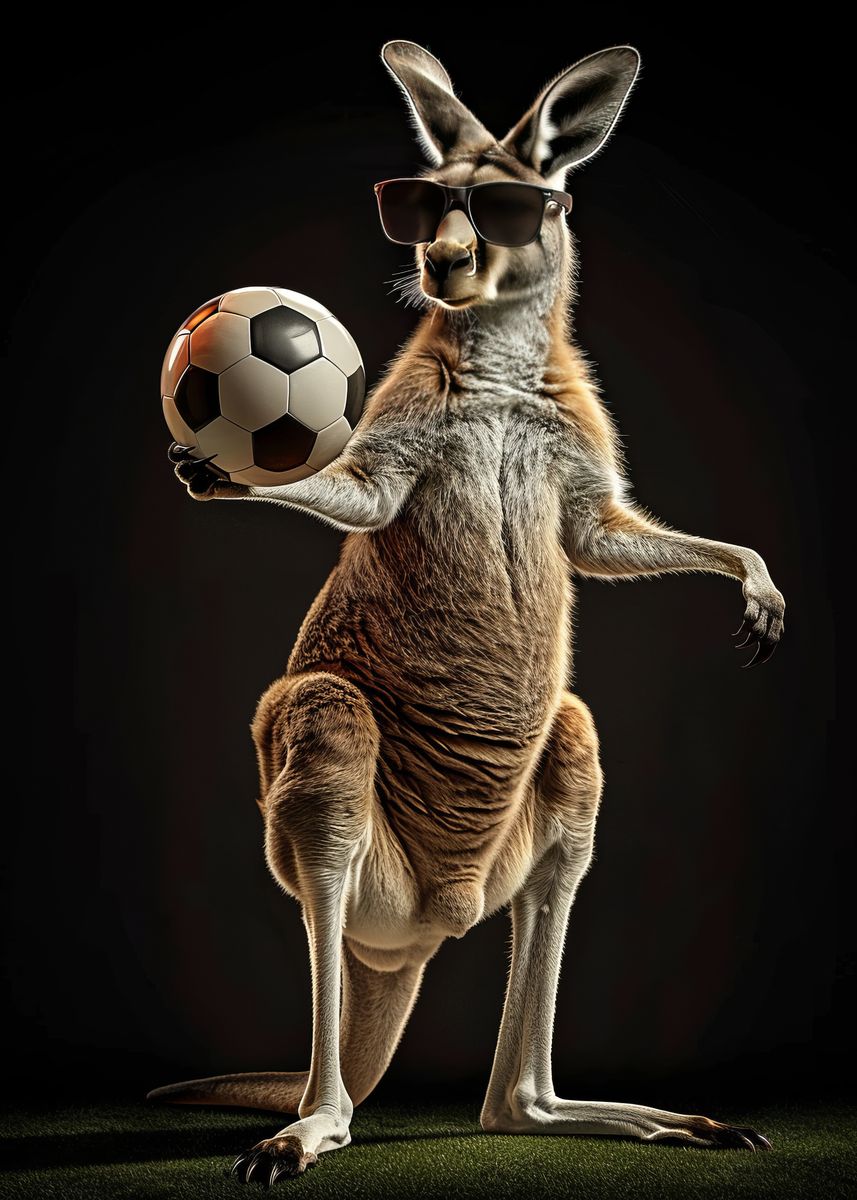 'Kangaroo Soccer Ball' Poster, picture, metal print, paint by Henning ...